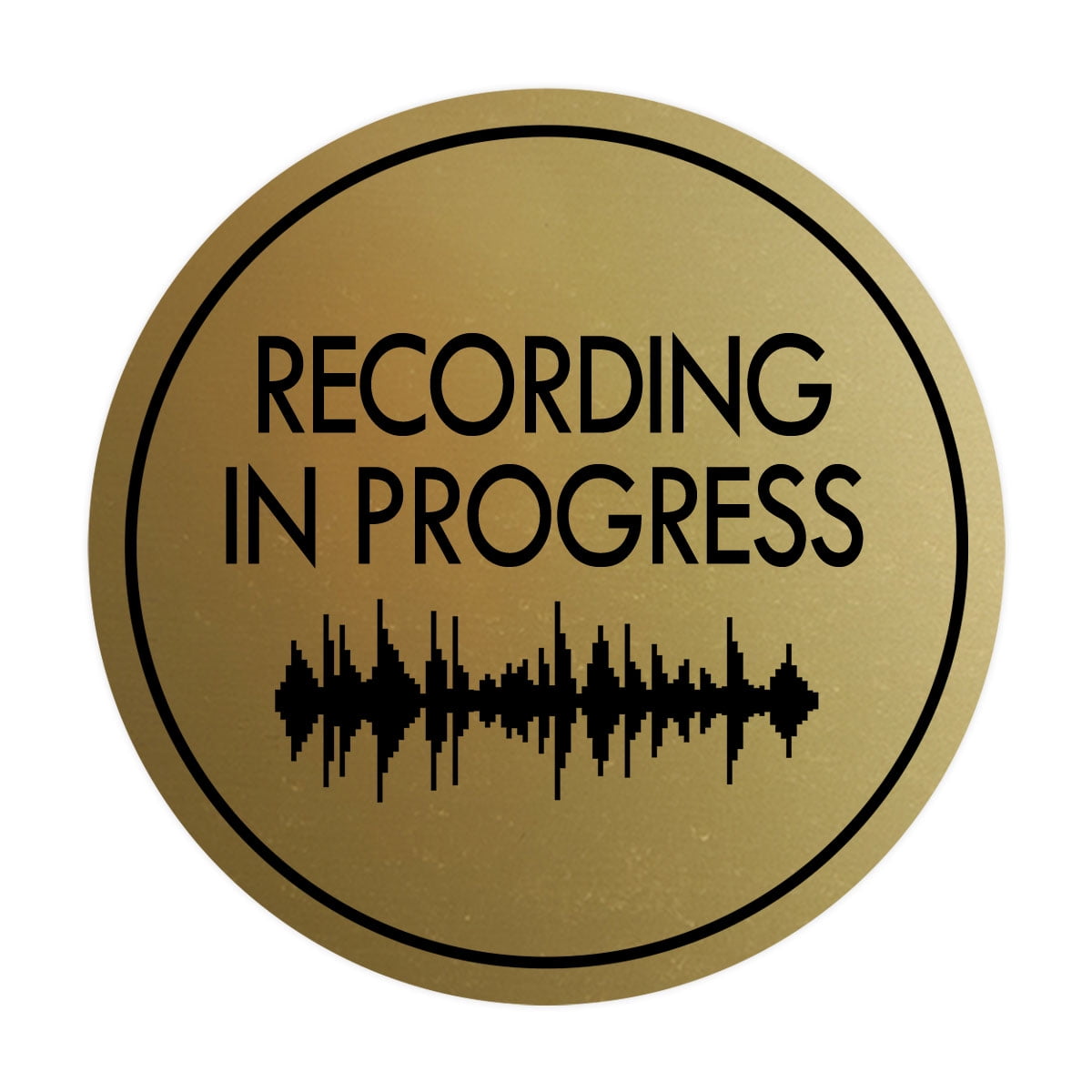 Signs ByLITA Circle Recording In Progress (sound wave) Sign (Brushed ...