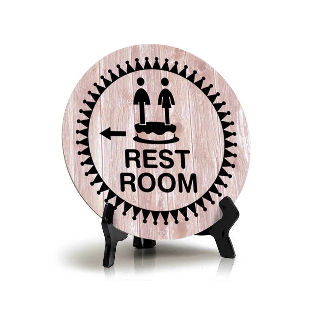 Signs ByLITA Circle Rest Room Wood Color Table Sign (5x5) - Walmart.com