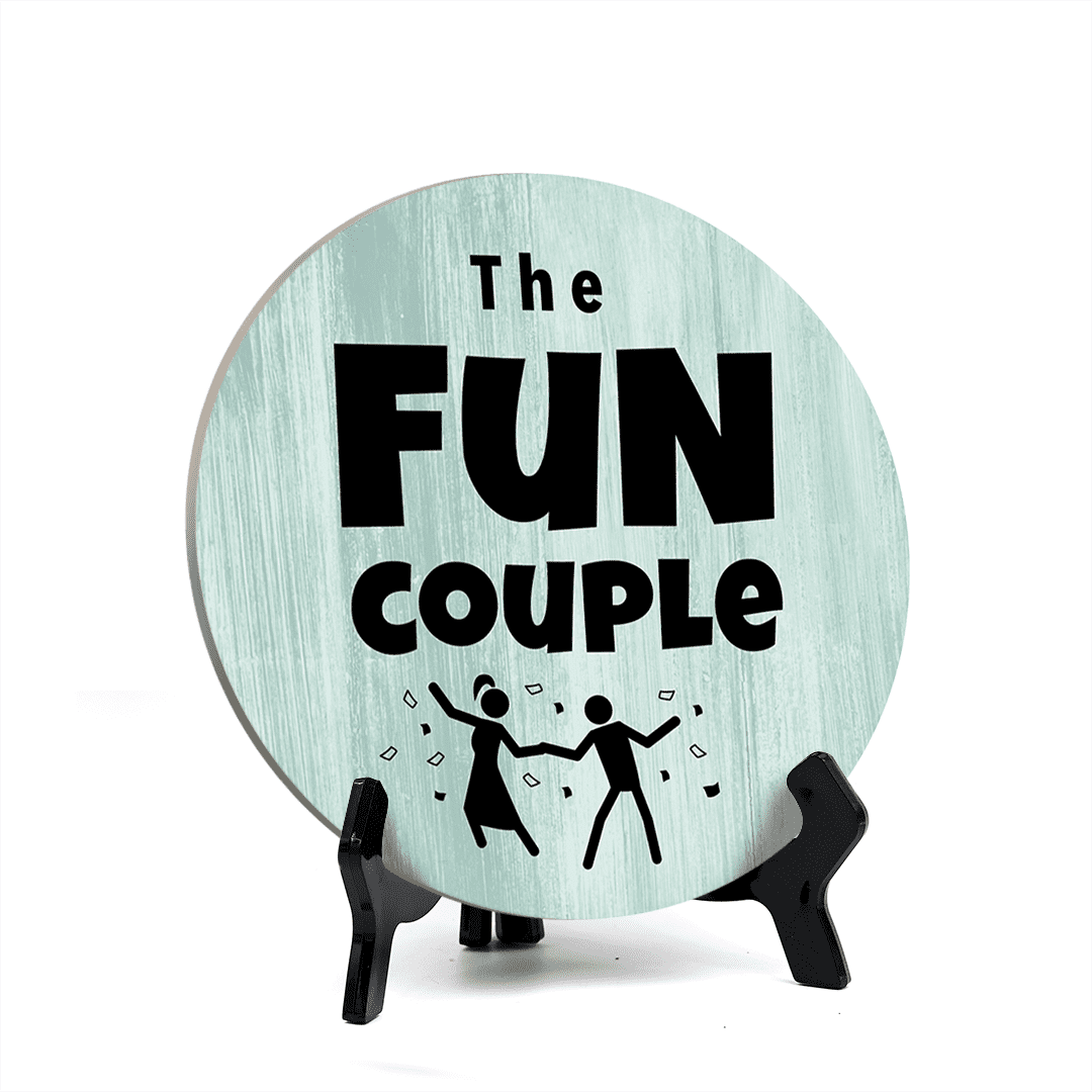 Signs ByLITA Circle Round The Fun Couple Table Sign Light Green Wood ...