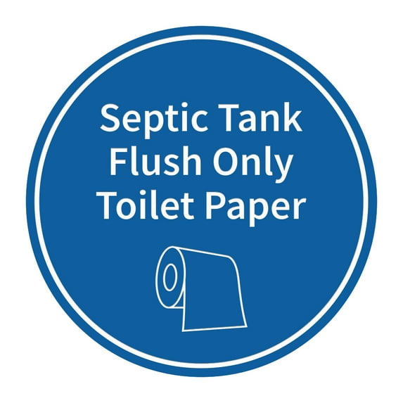 Signs ByLITA Circle Septic Tank Flush Only Toilet Paper Sign (Blue ...