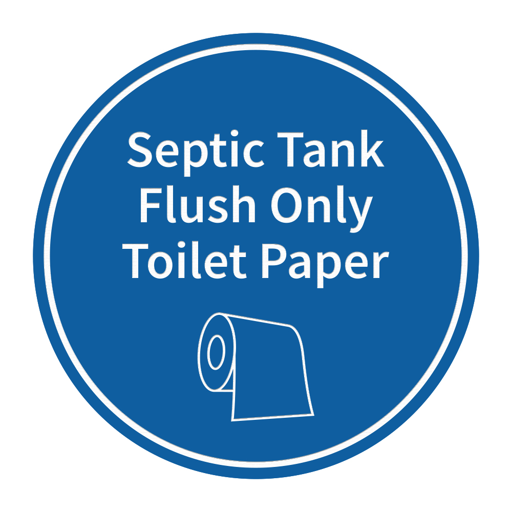 Signs ByLITA Circle Septic Tank Flush Only Toilet Paper Sign (Black ...
