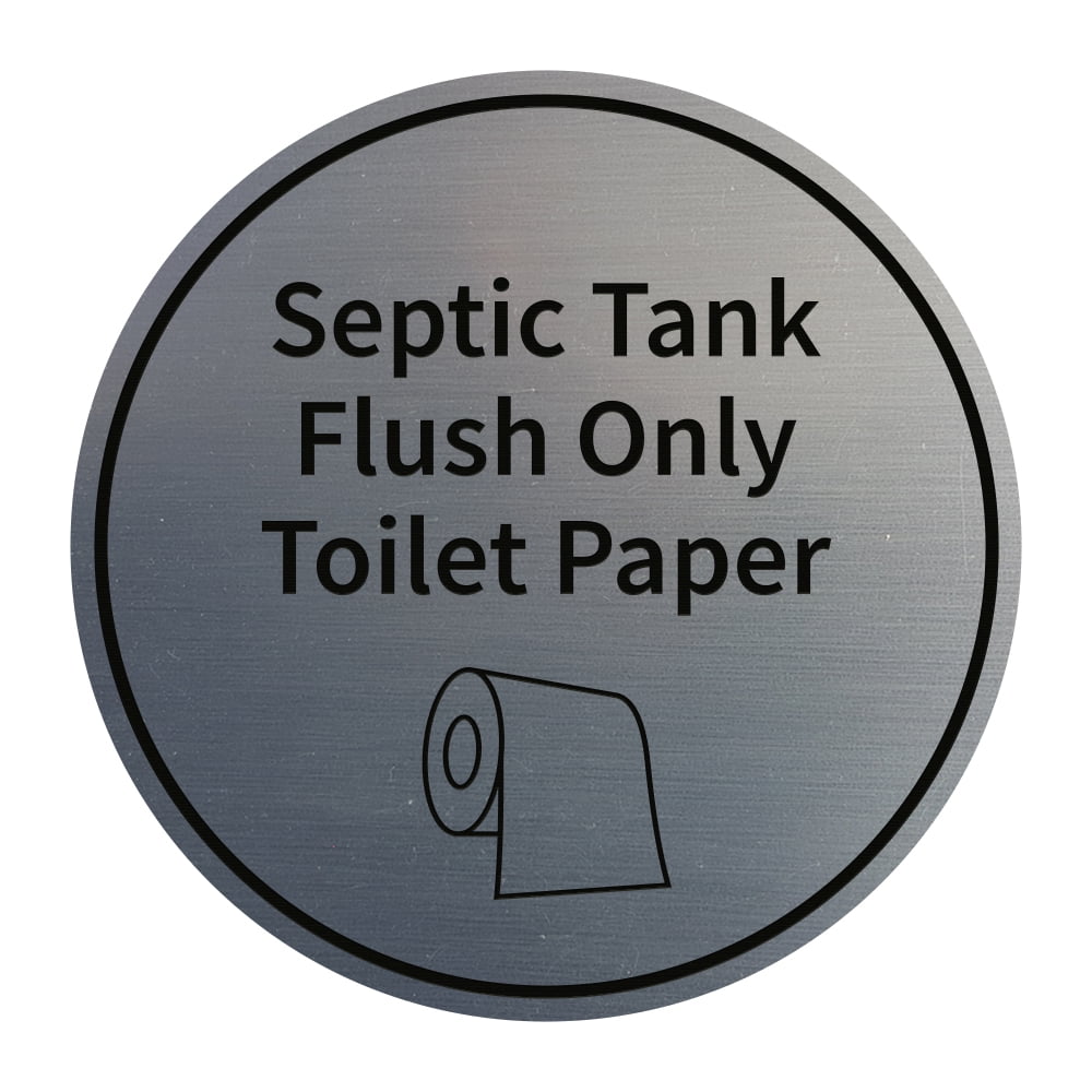 Signs ByLITA Circle Septic Tank Flush Only Toilet Paper Sign (Brushed ...