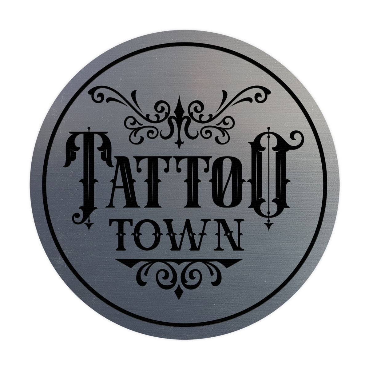 Signs ByLITA Circle Tattoo Town Sign (Brushed Silver) - Large - Walmart.com