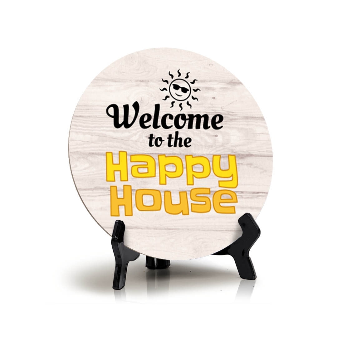 Signs ByLITA Circle Welcome To The Happy House Wood Color, Entrance ...