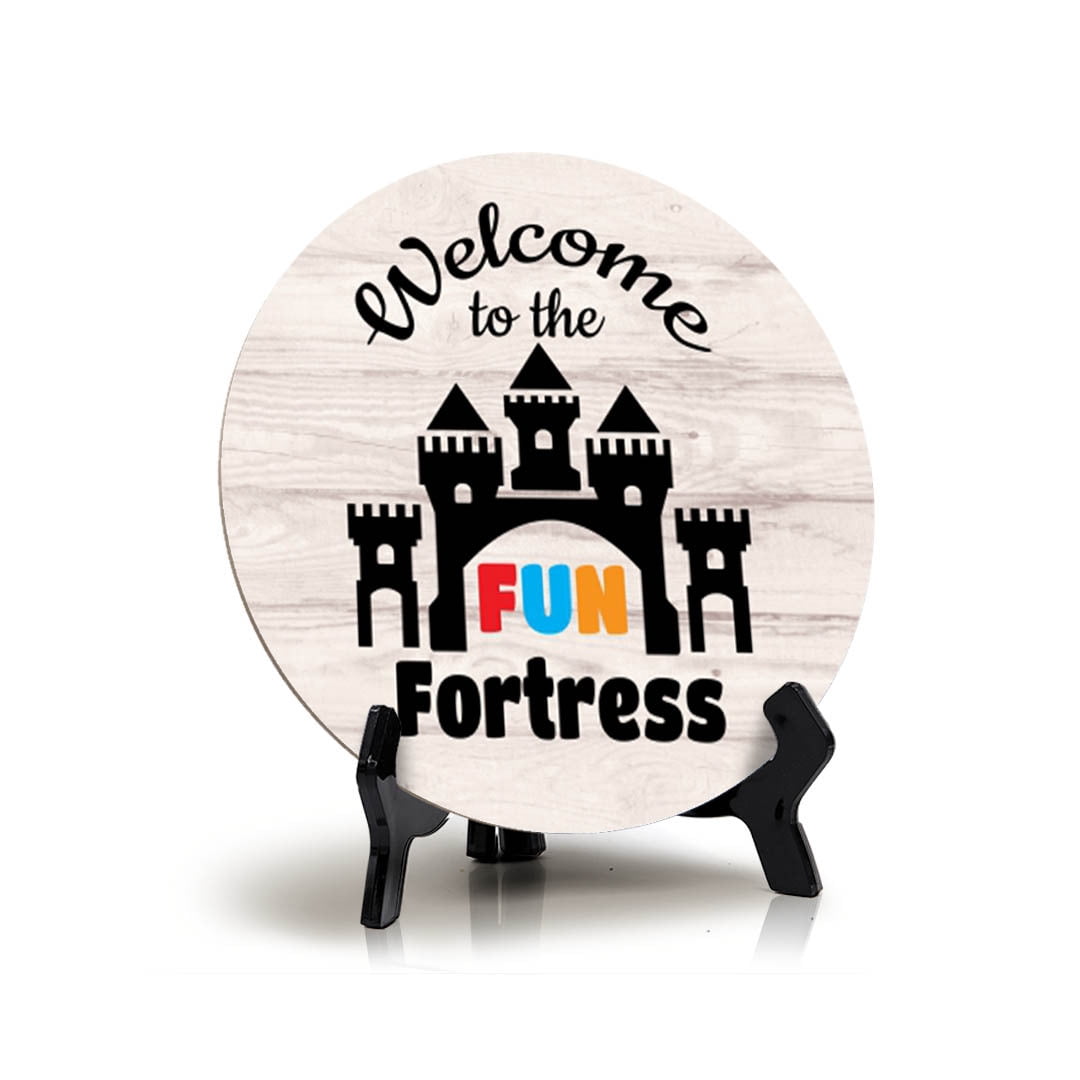 Signs ByLITA Circle Welcome to the Fun Fortress Wood Color, Entrance ...