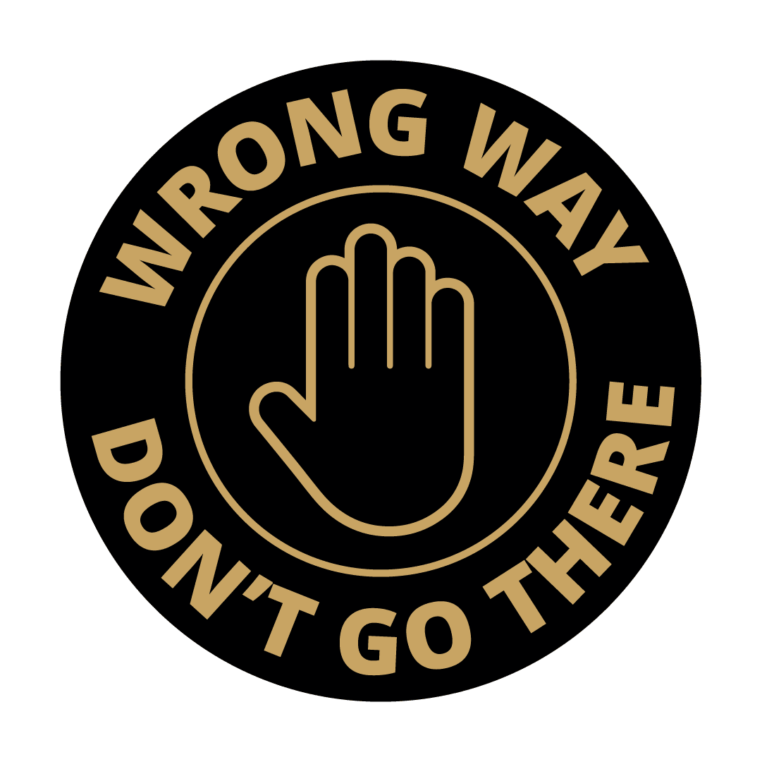 Signs ByLITA Circle Wrong Way, Don't go there Sign (Black Gold) - Large ...