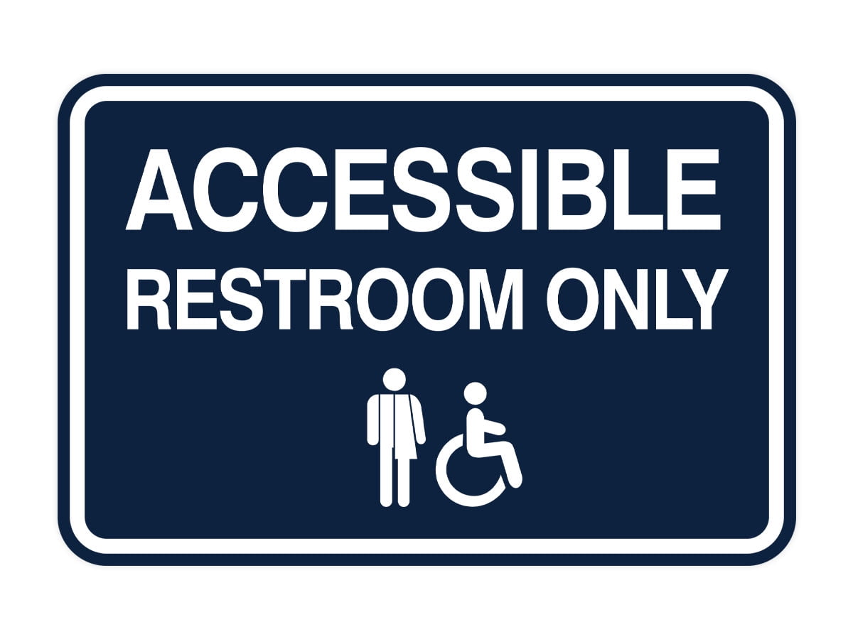 Signs ByLITA Classic Framed Accessible Restroom Sign (Navy Blue / White ...