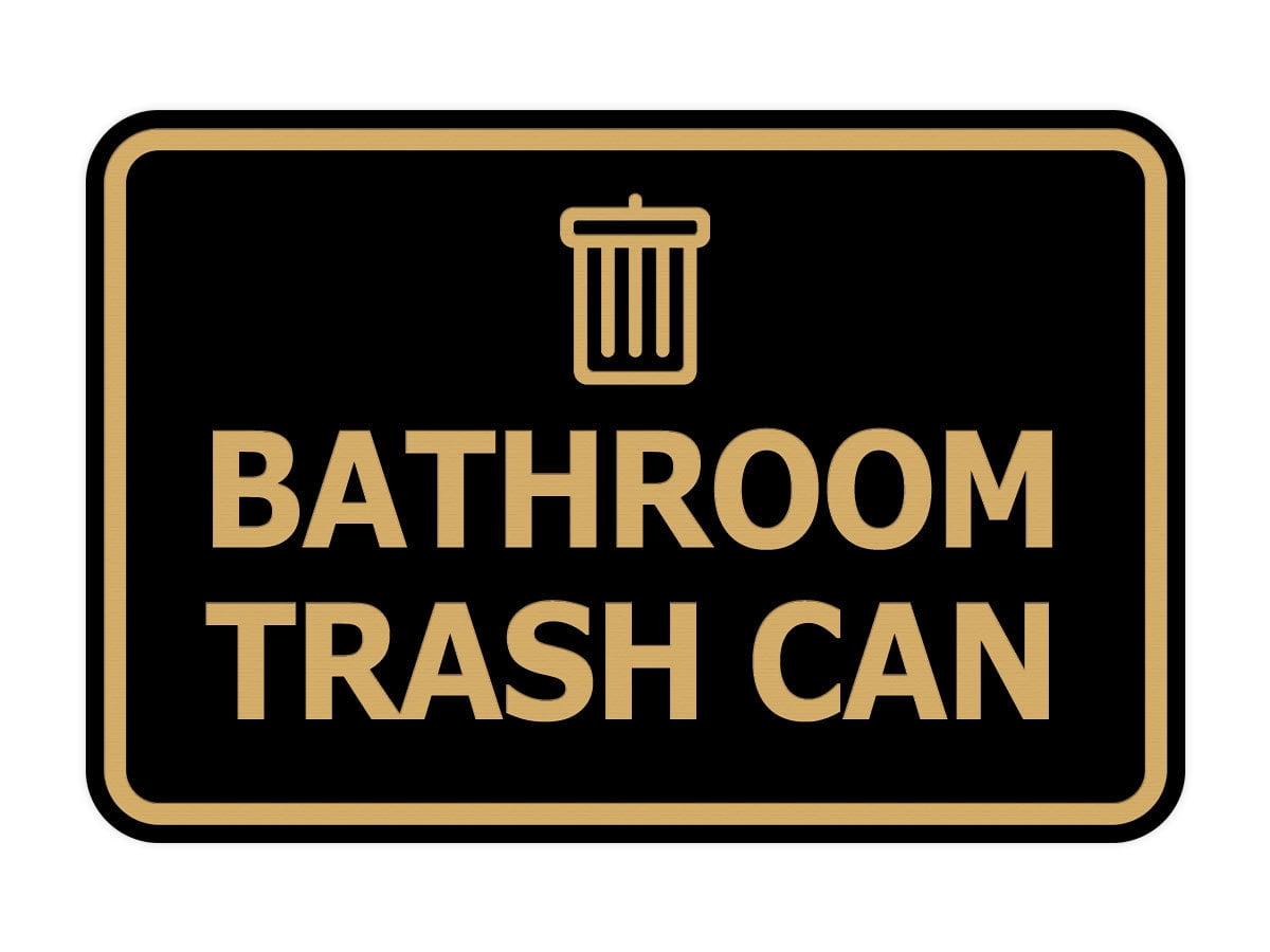 Signs ByLITA Classic Framed Bathroom Trash Can Sign (Black Gold ...