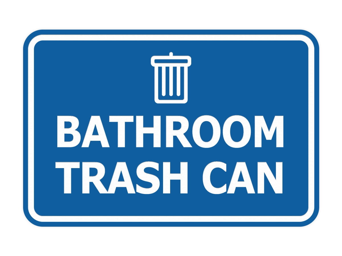 Signs ByLITA Classic Framed Bathroom Trash Can Sign (Blue) - Small ...