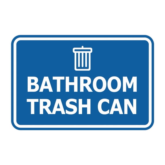 Signs ByLITA Classic Framed Bathroom Trash Can Sign (Blue) - Small ...