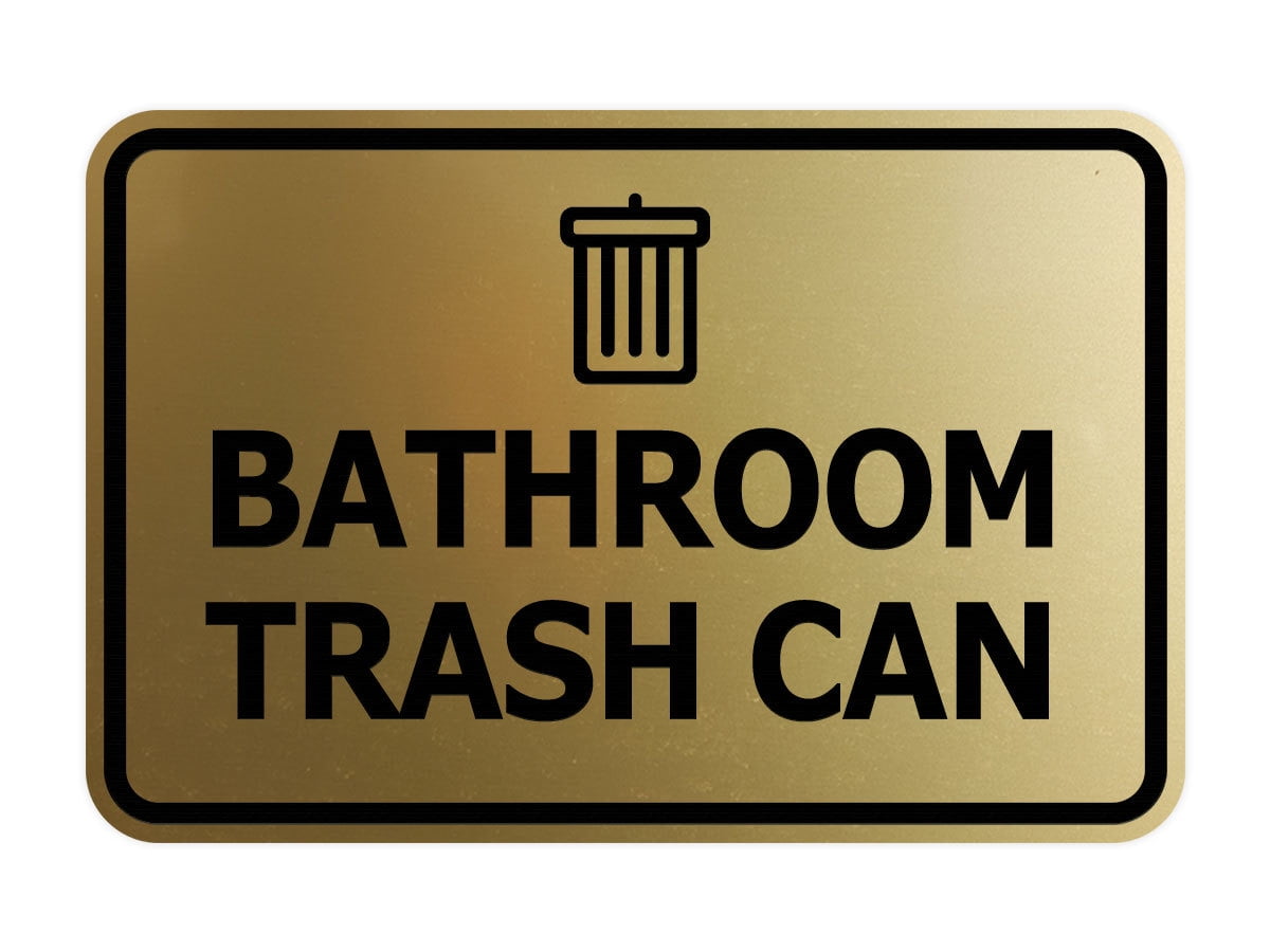 Signs ByLITA Classic Framed Bathroom Trash Can Sign (Brushed Gold ...