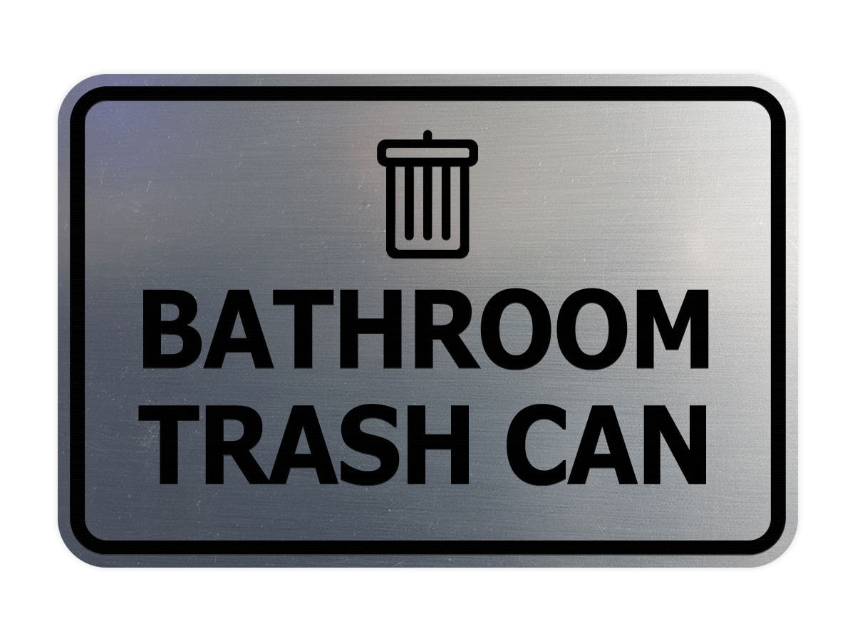 Signs ByLITA Classic Framed Bathroom Trash Can Sign (Brushed Silver ...