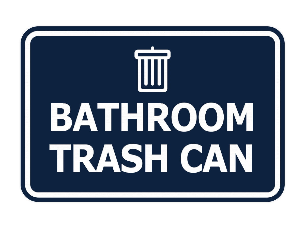 Signs ByLITA Classic Framed Bathroom Trash Can Sign (Navy Blue / White ...