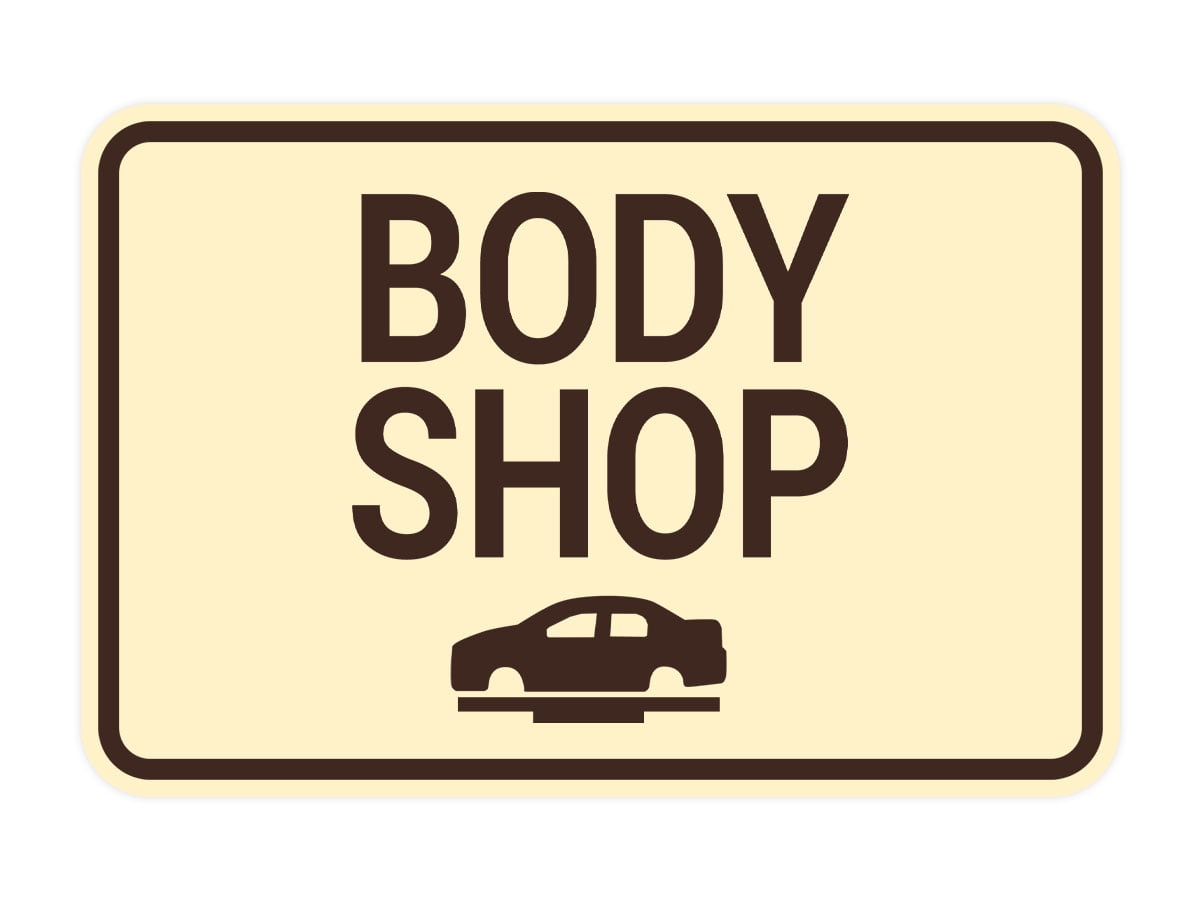 Signs ByLITA Classic Framed Body Shop Sign (Ivory/Dark Brown) - Large ...