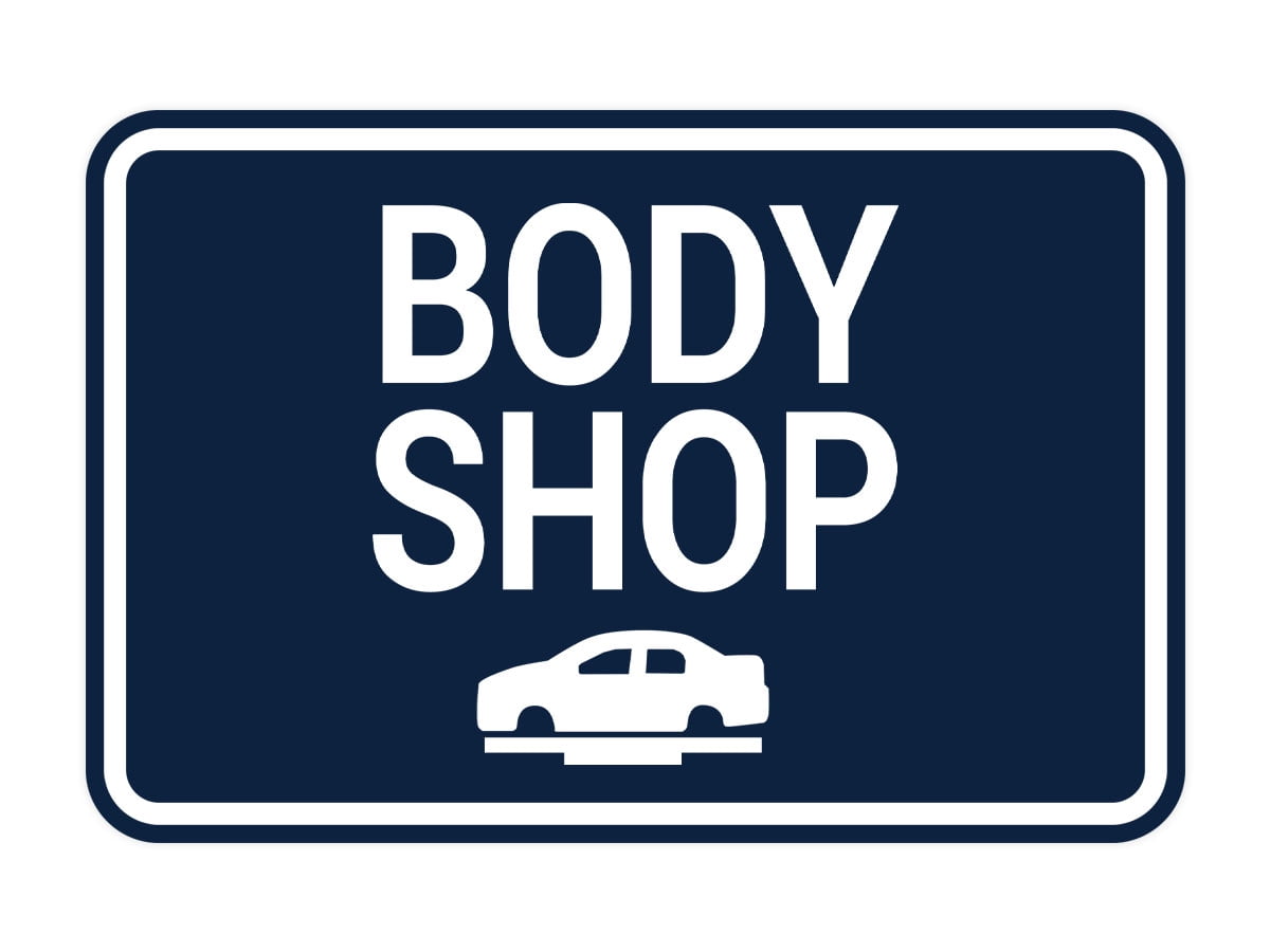 Signs ByLITA Classic Framed Body Shop Sign (Navy Blue / White) - Small ...