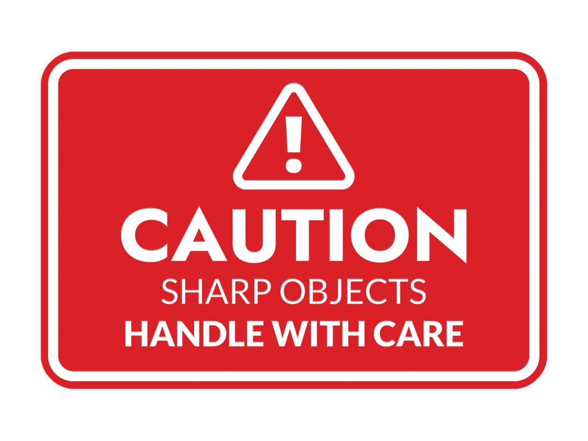 Signs Bylita Classic Framed Caution Sharp Objects Handle With Care Door Or Wall Sign Easy