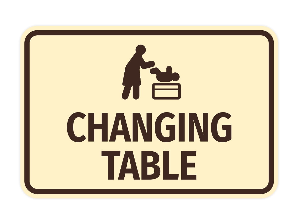 Signs ByLITA Classic Framed Changing Table Sign (Ivory/Dark Brown ...