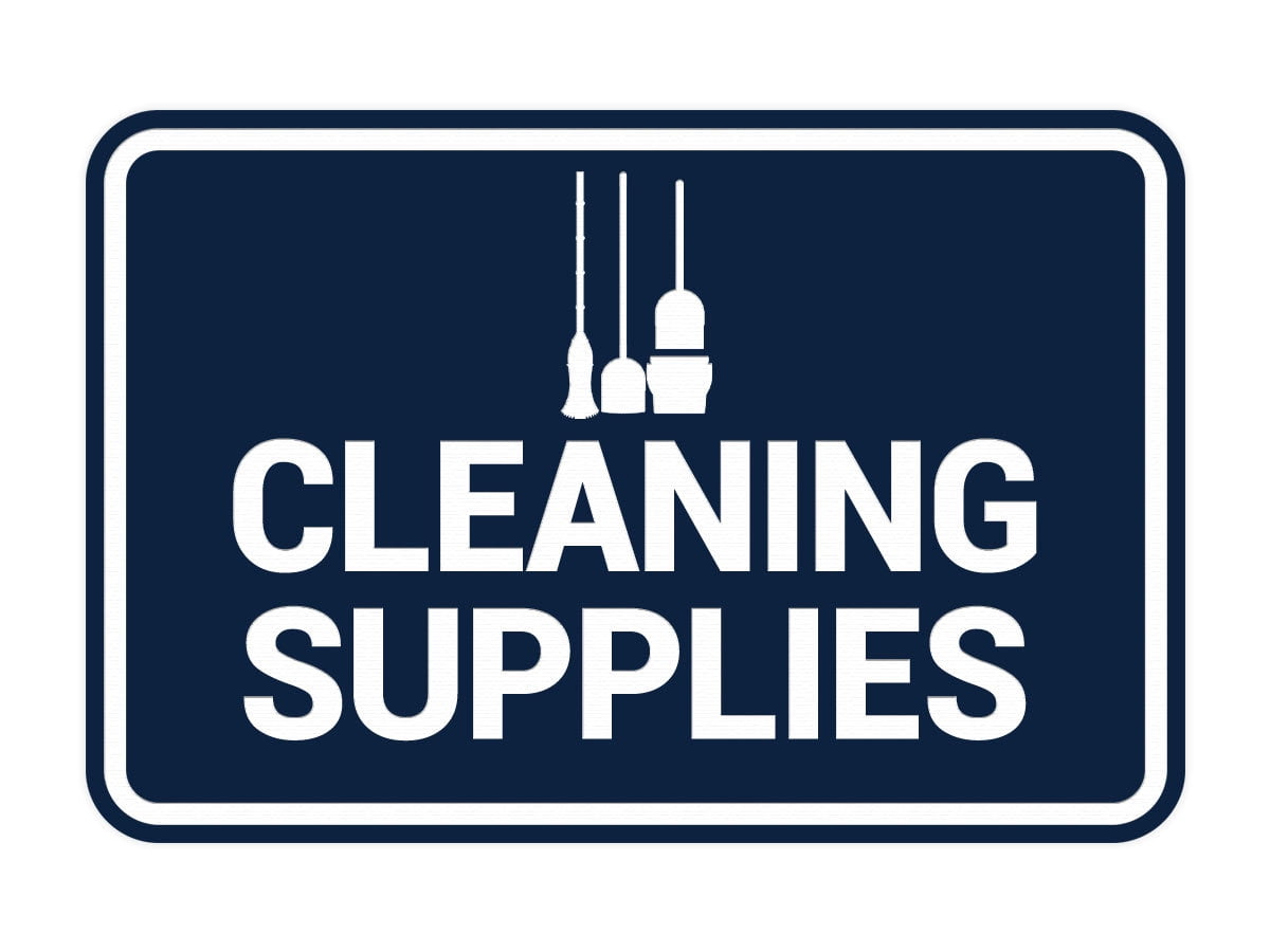 Signs ByLITA Classic Framed Cleaning Supplies Sign (Navy Blue / White ...