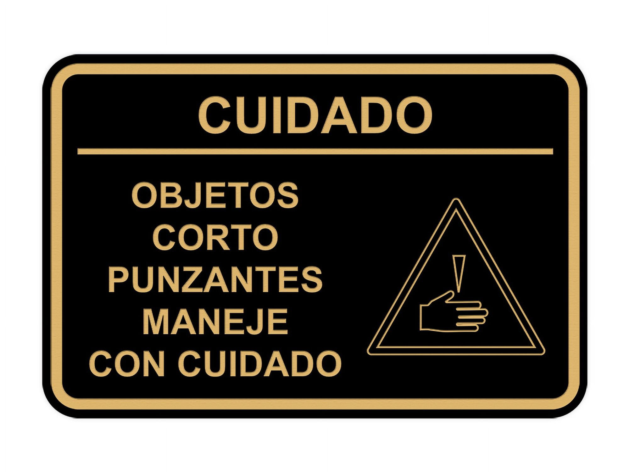 Signs ByLITA Classic Framed Cuidado Objetos Corto Punzantes Maneje con ...