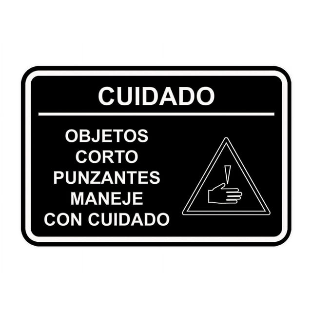 Signs ByLITA Classic Framed Cuidado Objetos Corto Punzantes Maneje con ...