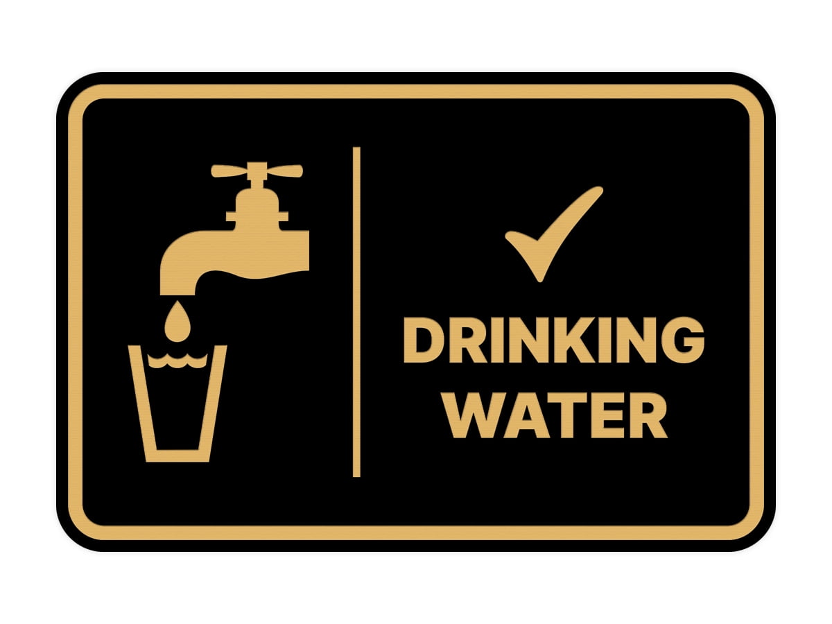 Signs ByLITA Classic Framed Drinking Water Sign (Black /Gold) - Small ...