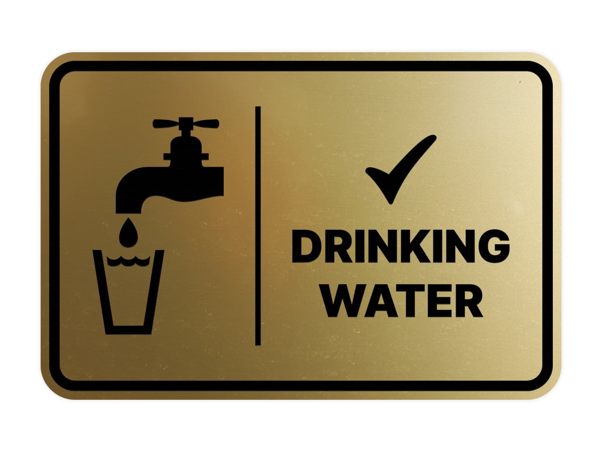 Signs ByLITA Classic Framed Drinking Water Sign (Brushed Gold) - Large ...