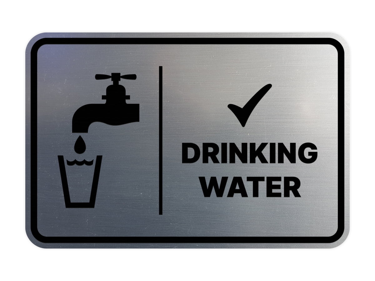 Signs ByLITA Classic Framed Drinking Water Sign (Brushed Silver ...