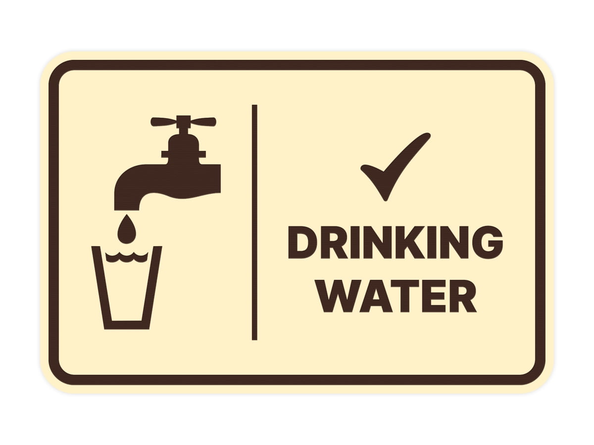 Signs ByLITA Classic Framed Drinking Water Sign (Ivory/Dark Brown ...