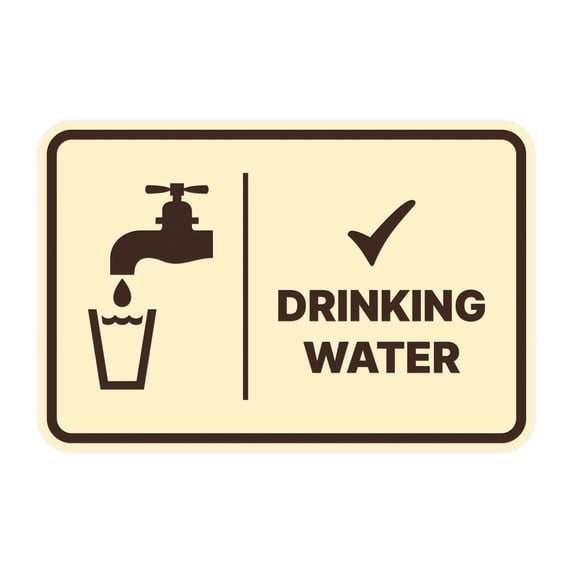 Signs ByLITA Classic Framed Drinking Water Sign (Ivory/Dark Brown ...
