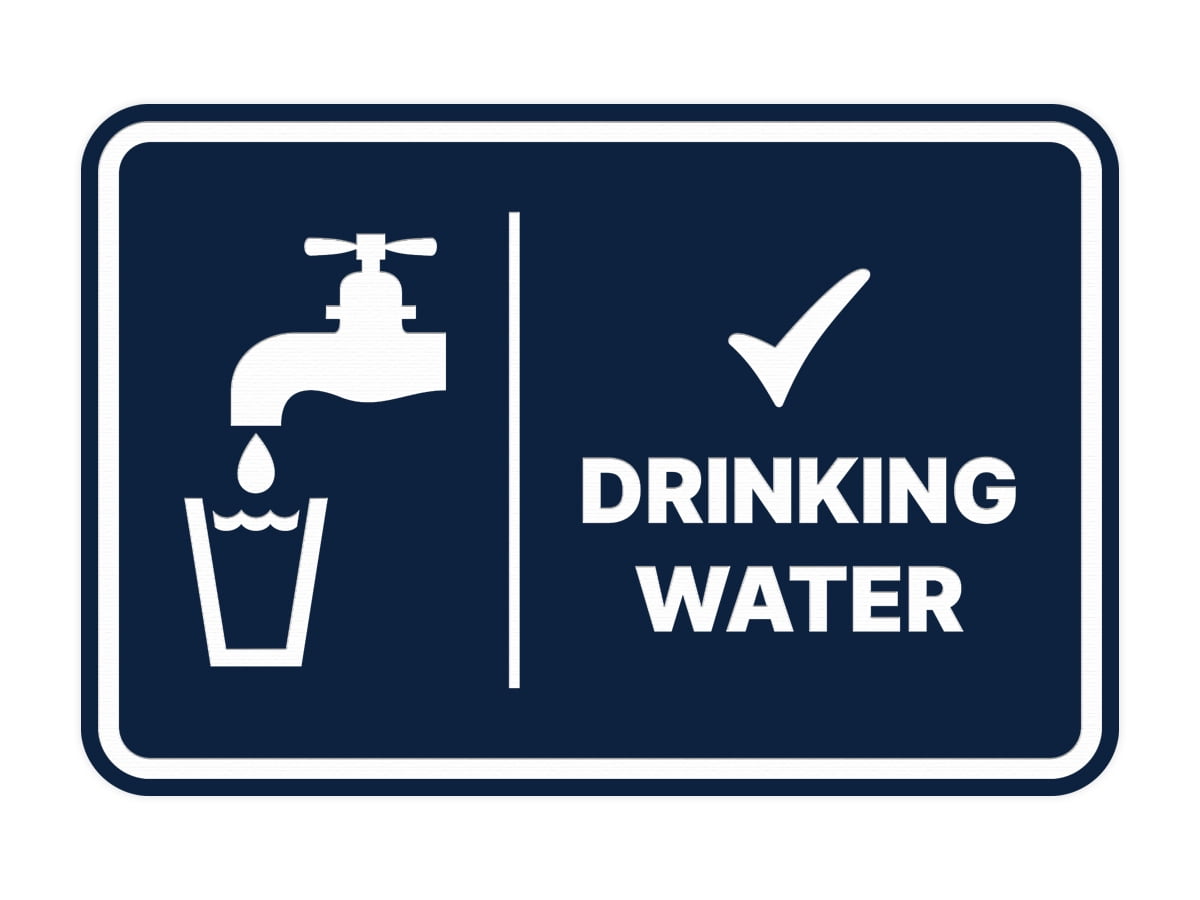 Signs ByLITA Classic Framed Drinking Water Sign (Navy Blue / White ...