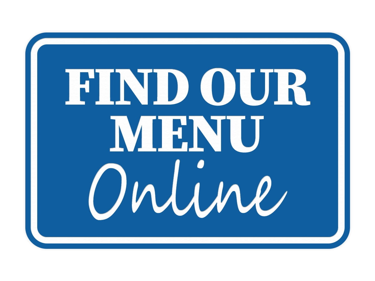 Signs ByLITA Classic Framed, Find Our Menu Online Sign (Blue) - Large ...