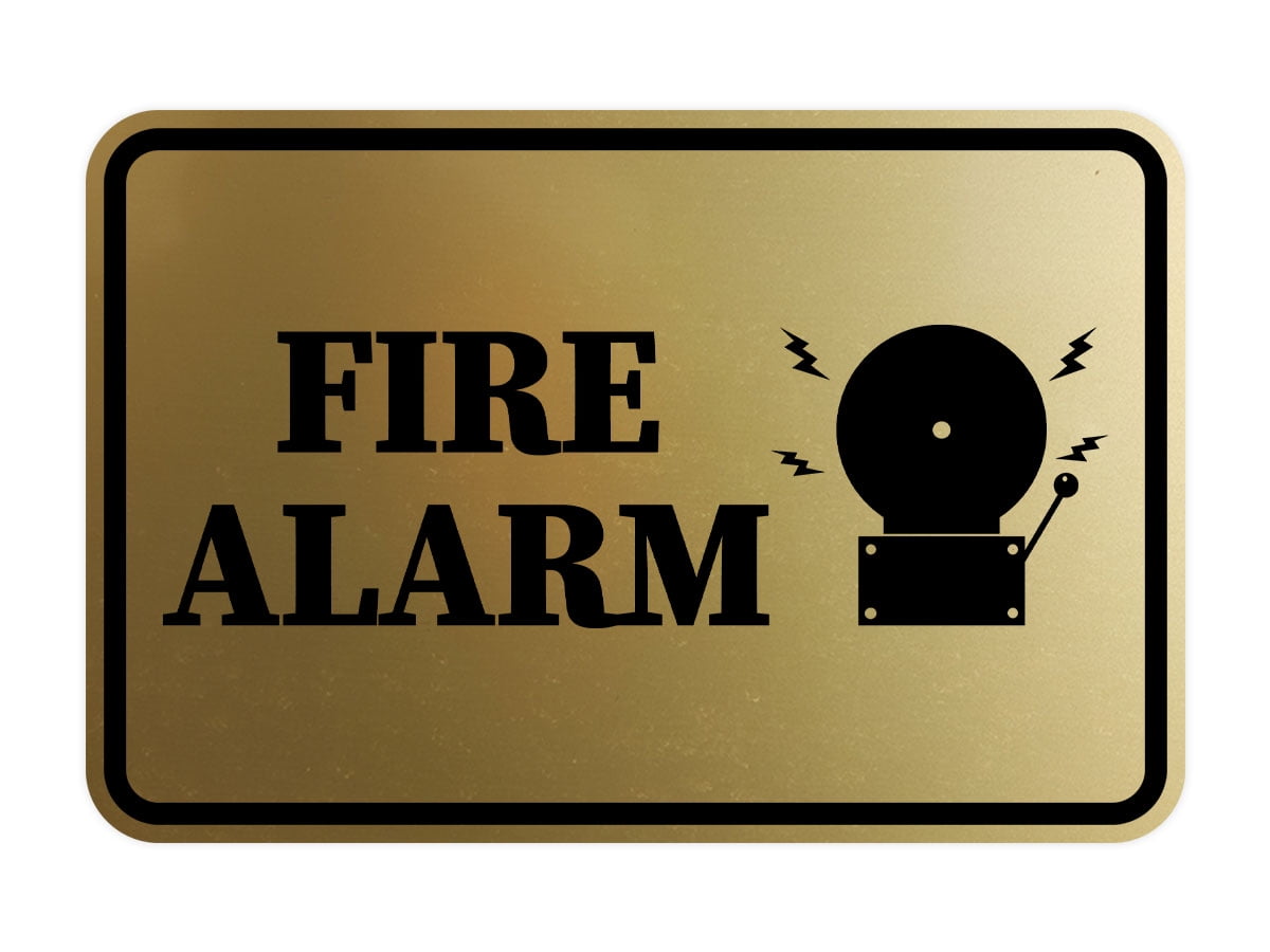 Signs ByLITA Classic Framed Fire Alarm Sign (Brushed Gold) - Large ...