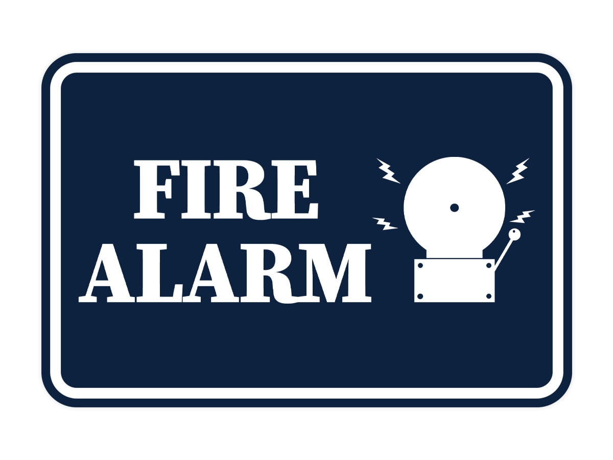 Signs ByLITA Classic Framed Fire Alarm Sign (Navy Blue / White ...