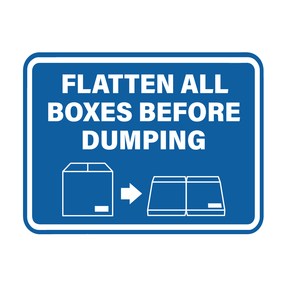 Signs ByLITA Classic Framed Flatten All Boxes Before Dumping Sign (Blue ...