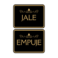 Signs ByLITA Classic Framed Fun Empuje/ Jale Pull Door Sign (Black Gold) - Medium (2 Pack ...