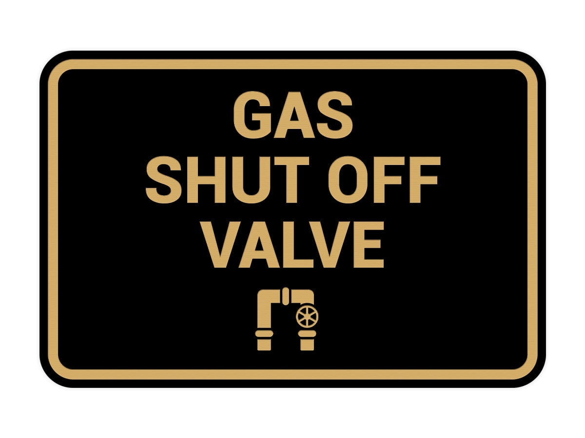 Signs ByLITA Classic Framed, Gas Shut Off Valve Sign (Black /Gold ...