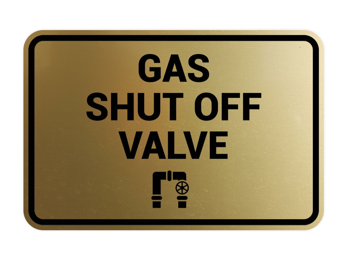 Signs ByLITA Classic Framed, Gas Shut Off Valve Sign (Brushed Gold ...