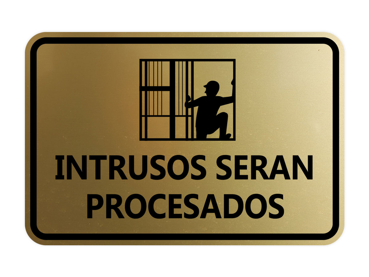 Signs ByLITA Classic Framed Intrusos Seran Procesados Graphic Spanish ...