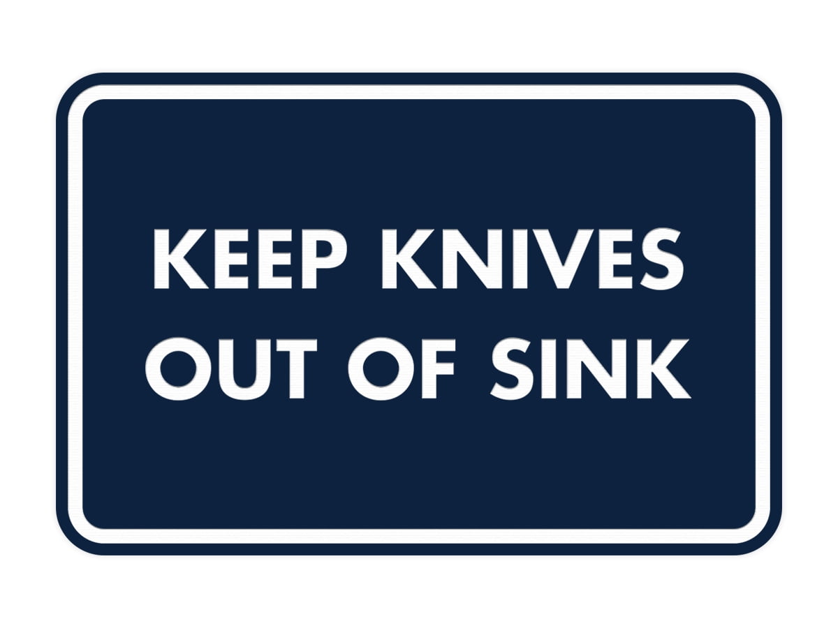 Signs ByLITA Classic Framed Keep Knives Out of Sink Sign (Navy Blue ...