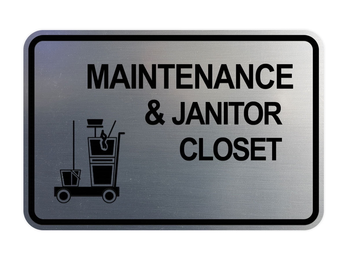 Signs ByLITA Classic Framed Maintenance & Janitor Closet Sign (Brushed ...