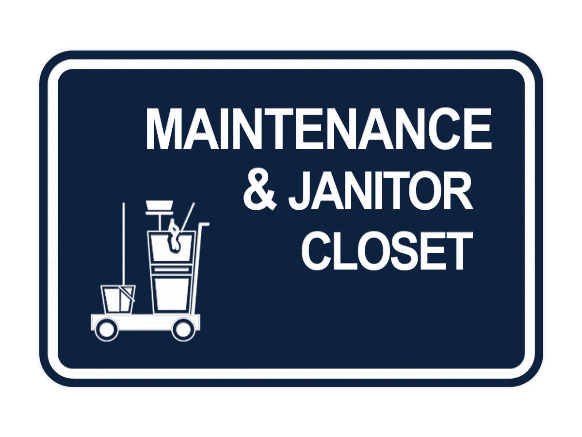 Signs ByLITA Classic Framed Maintenance & Janitor Closet Sign (Navy ...