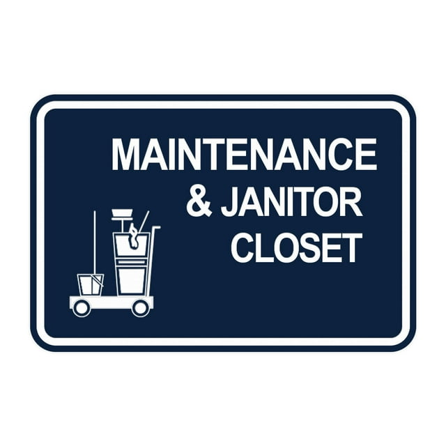 Signs ByLITA Classic Framed Maintenance & Janitor Closet Sign (Navy ...