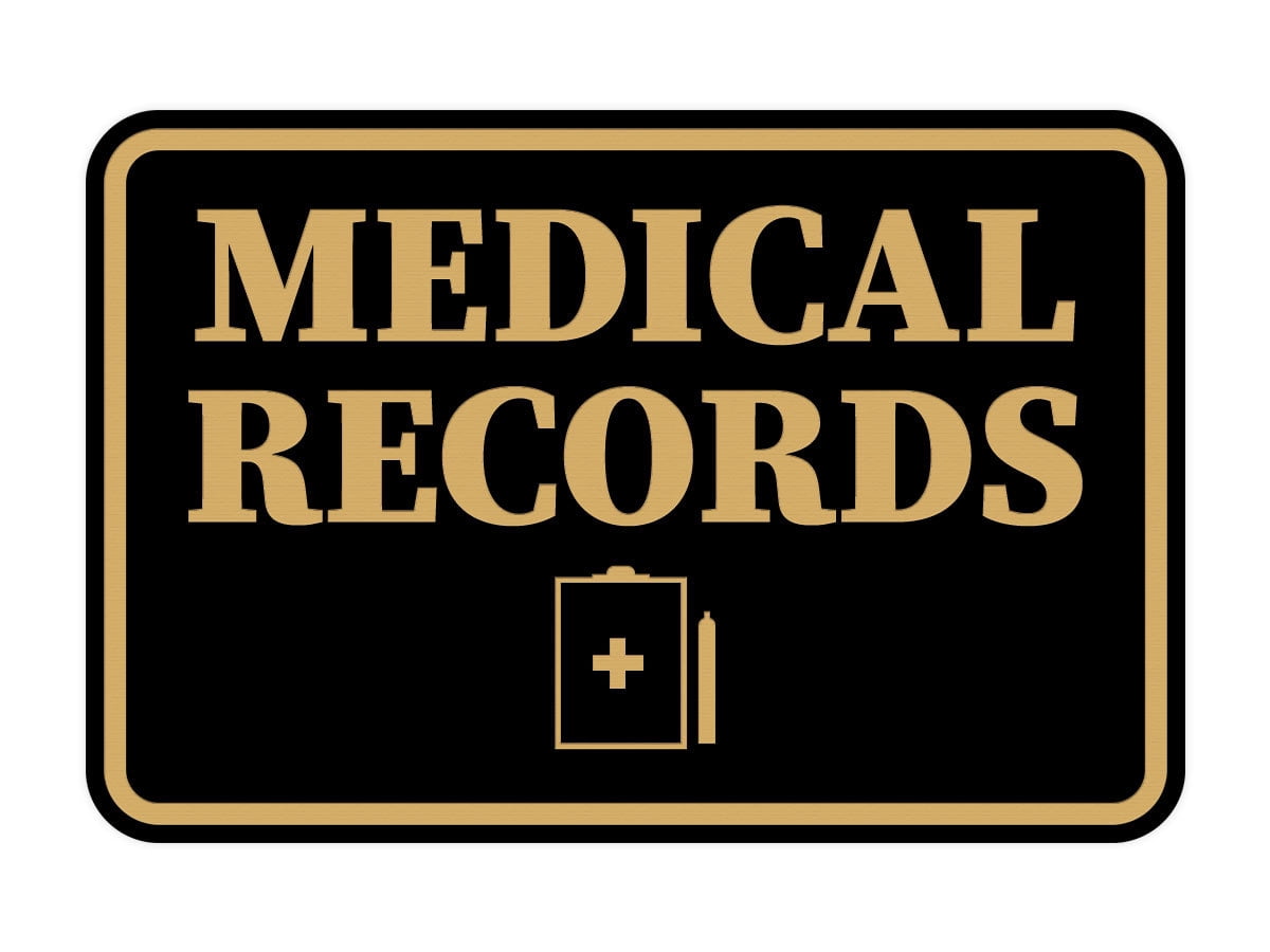 Signs ByLITA Classic Framed, Medical Records Sign (Black Gold) - Large ...
