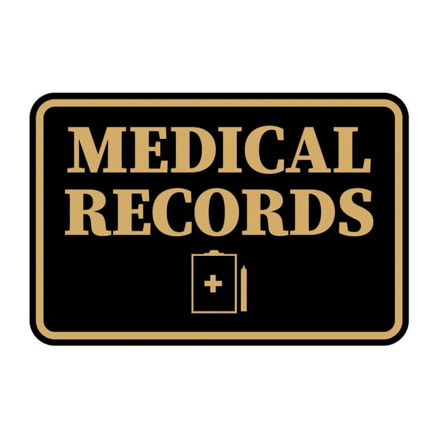 Signs ByLITA Classic Framed, Medical Records Sign (Black Gold) - Large ...