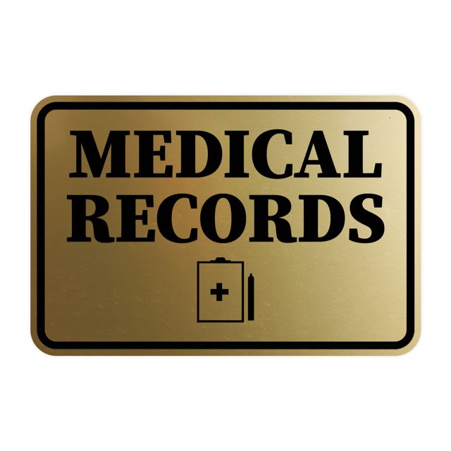 Signs ByLITA Classic Framed, Medical Records Sign (Brushed Gold ...