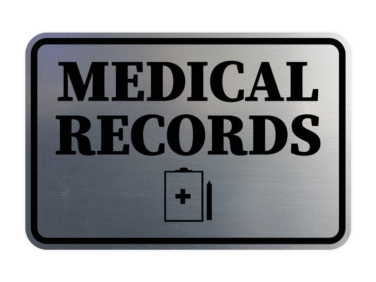 Signs ByLITA Classic Framed, Medical Records Sign (Brushed Silver ...