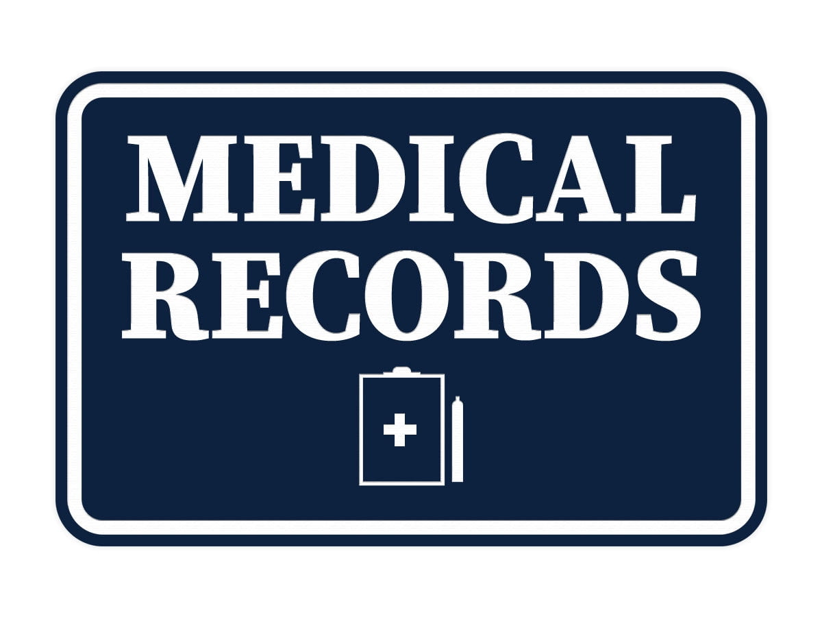 Signs ByLITA Classic Framed, Medical Records Sign (Navy Blue / White ...