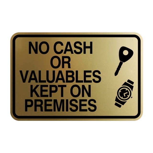 Signs ByLITA Classic Framed No Cash Or Valuables Kept On Premises Sign ...