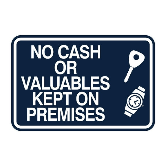 Signs ByLITA Classic Framed No Cash Or Valuables Kept On Premises Sign ...