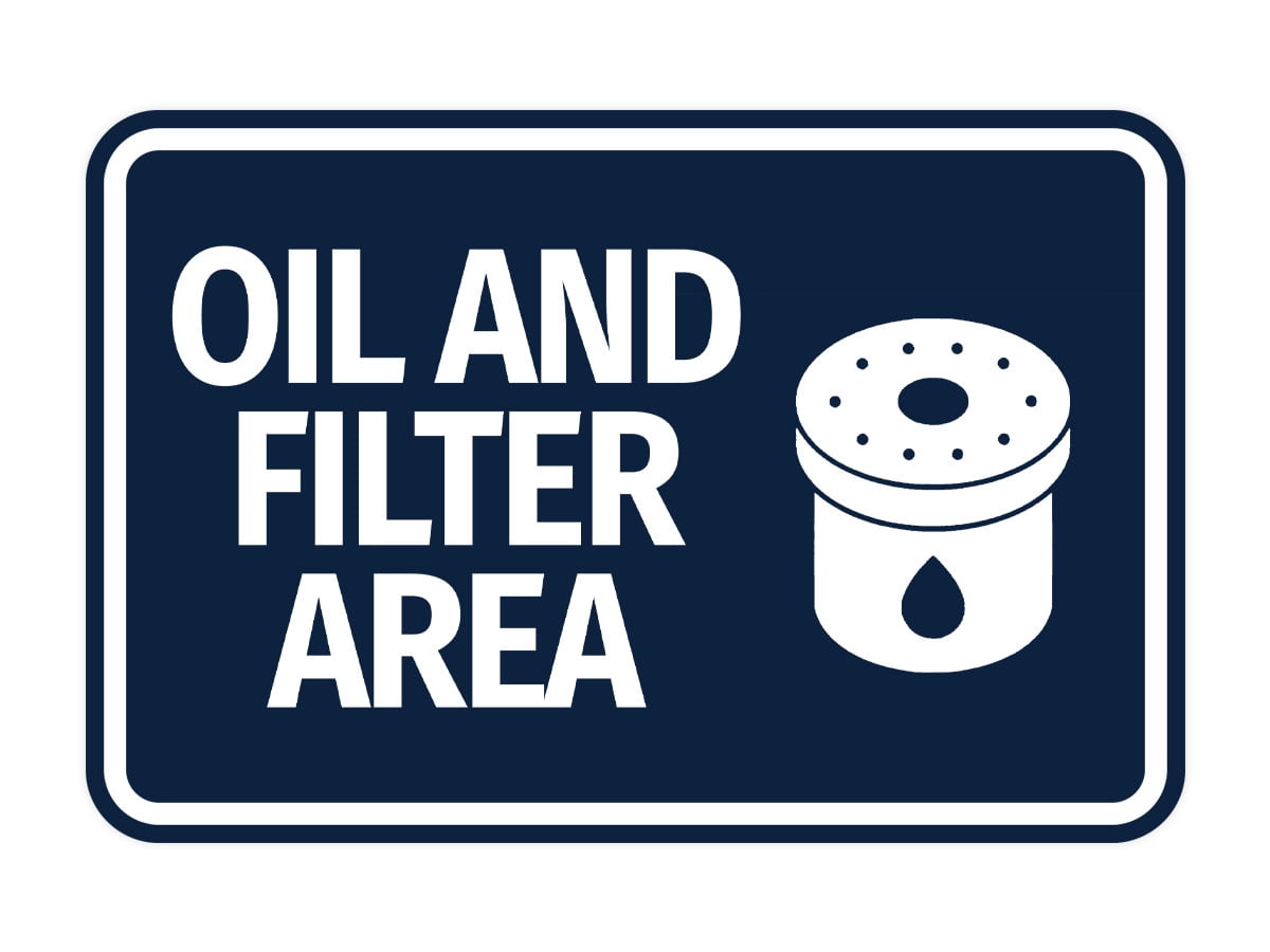 Signs ByLITA Classic Framed Oil and Filter Area Sign (Navy Blue / White ...